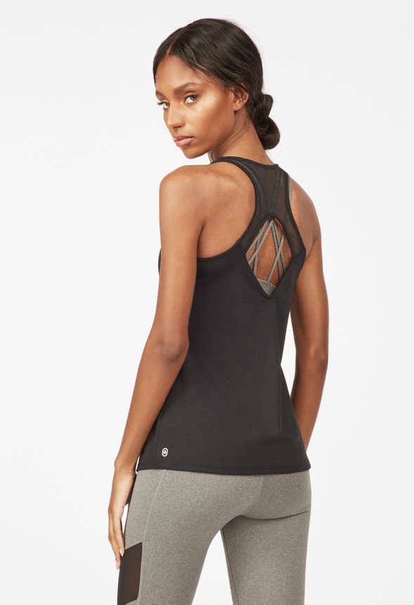 Back Panel Tank Top in Black - Get great deals at JustFab
