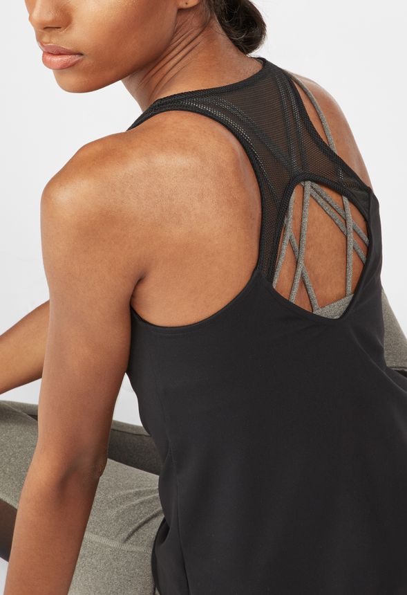 Back Panel Tank Top in Black - Get great deals at JustFab