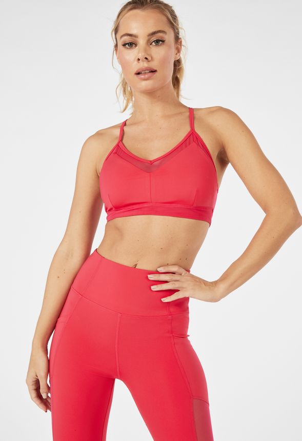 Mesh Insert Sports Bra in Love Potion - Get great deals at JustFab
