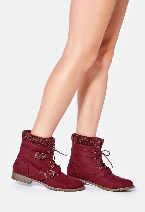 Leilani Flat Boot in Burgundy - Get great deals at JustFab