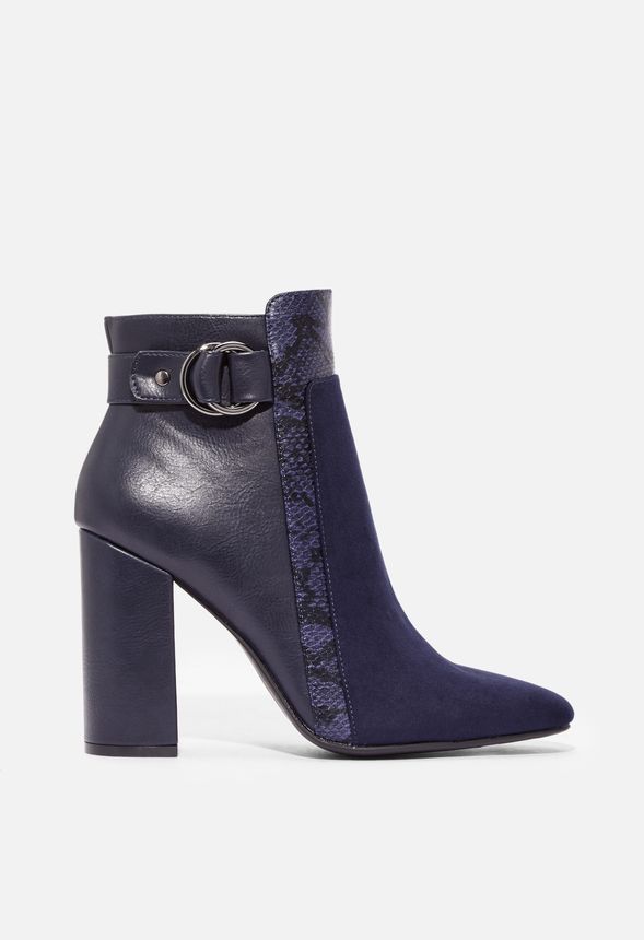 Daysia Mixed Material Bootie in Navy/Multi - Get great deals at JustFab