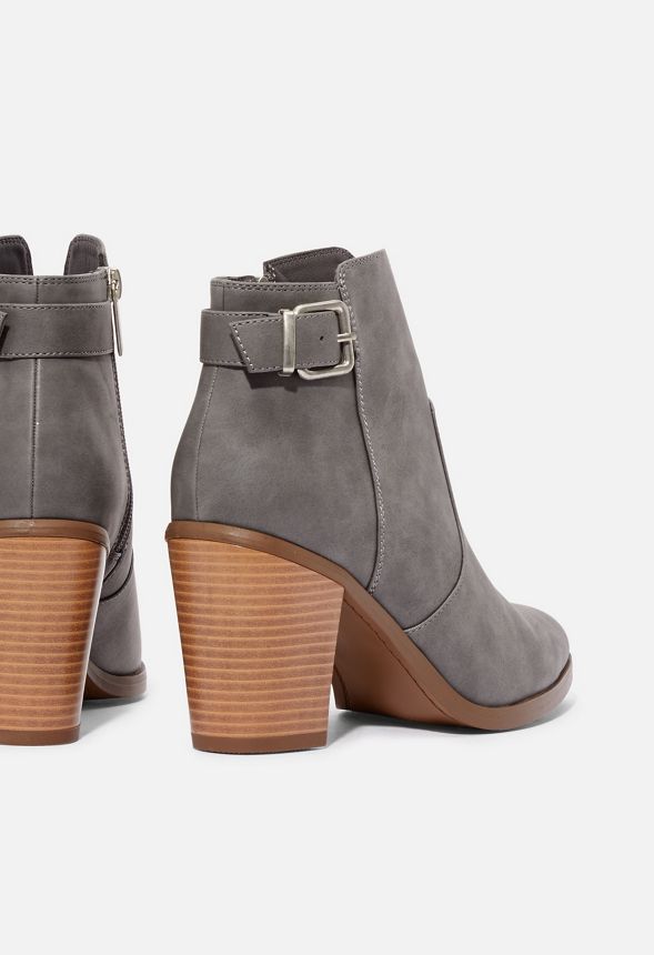 Olly Block Heel Bootie in Gray - Get great deals at JustFab