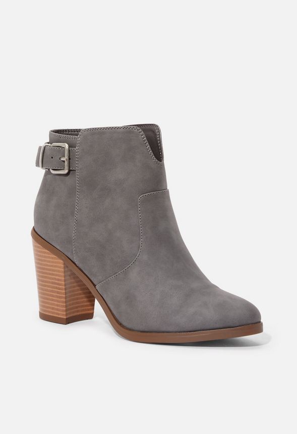 Olly Block Heel Bootie in Gray - Get great deals at JustFab