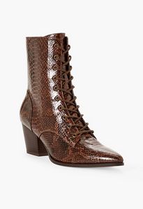 Calico Lace-up Boot in Brown Snake - Get great deals at JustFab