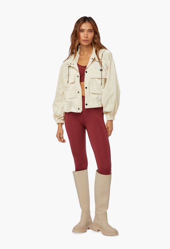 Cropped Rain Jacket Clothing in Bone - Get great deals at JustFab