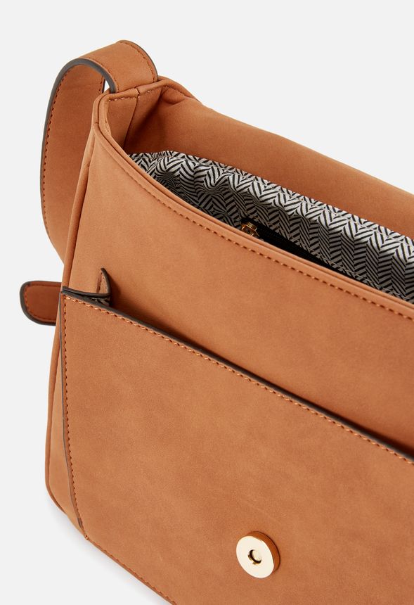 Modern Necessities Crossbody Bag in Cognac - Get great deals at JustFab