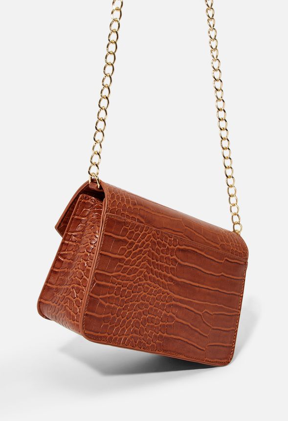 Mixed Material Crossbody Bag Bags & Accessories in Cognac Multi - Get ...