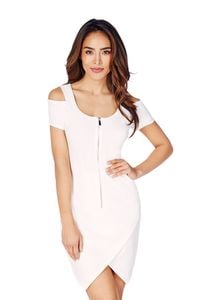 Shoulder Cut-Out Dress in White - Get great deals at JustFab