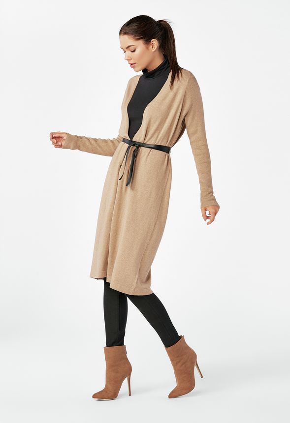 Longline Cardigan With Belt in Heather Capuccino - Get great deals at ...