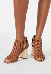 Woven Wanderlust Heeled Sandal in Cognac - Get great deals at JustFab