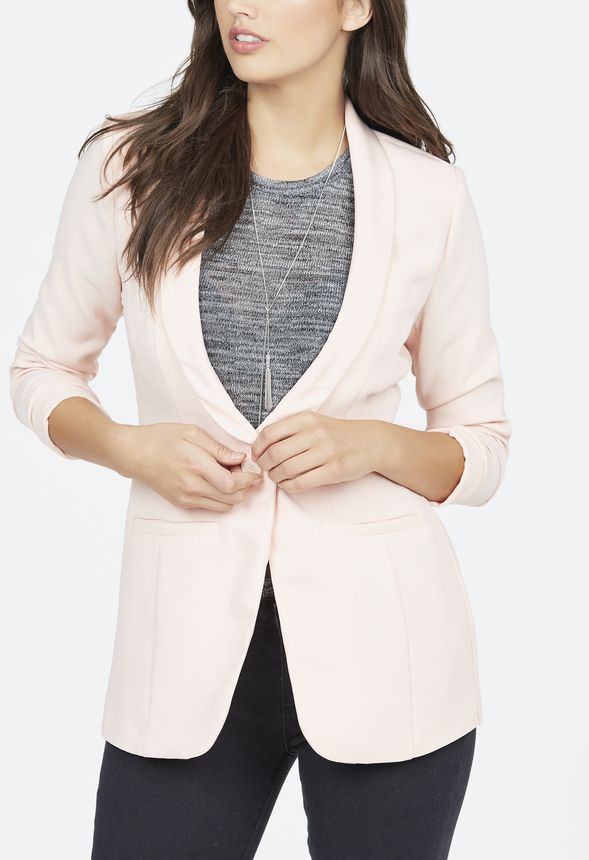 Chiffon Back Blazer in Blush - Get great deals at JustFab