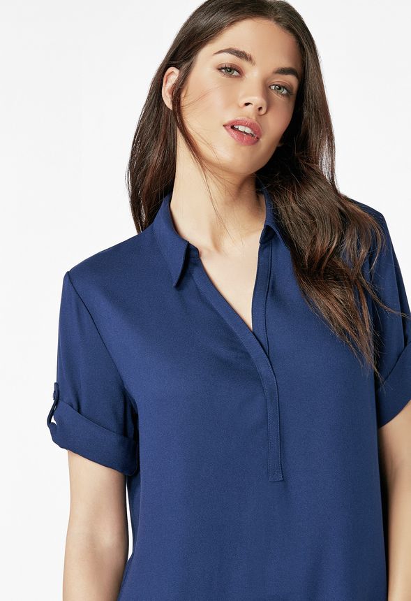 Easy Shift Shirt Dress in INDIGO - Get great deals at JustFab