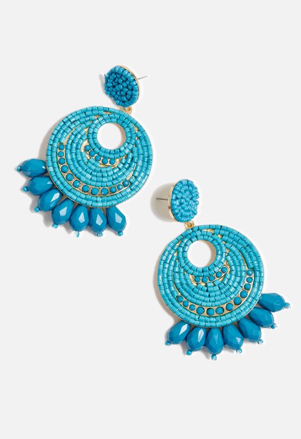 Stone Cold Statements Earrings in Turquoise - Get great deals at JustFab