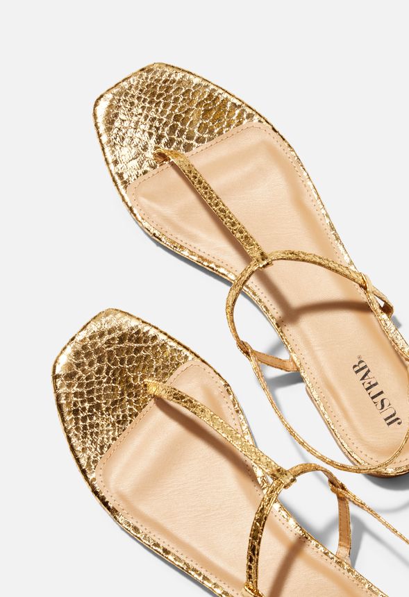 On The Run Flat Sandal in Gold - Get great deals at JustFab