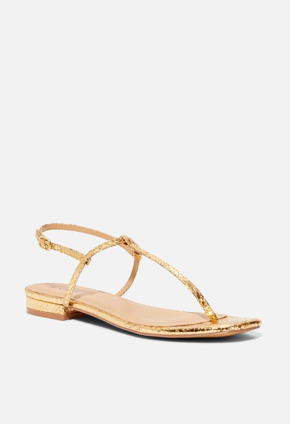 On The Run Flat Sandal in Gold - Get great deals at JustFab
