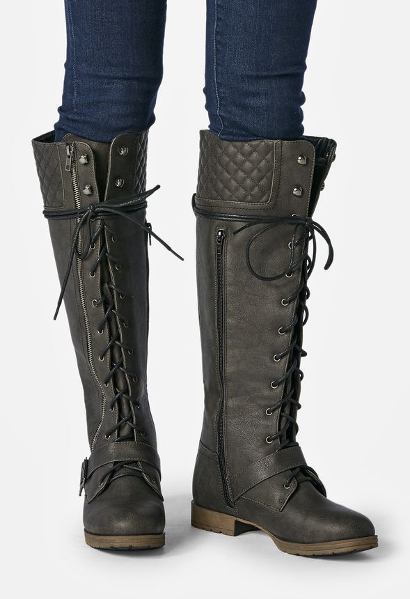 Jena Flat Boot in Black - Get great deals at JustFab