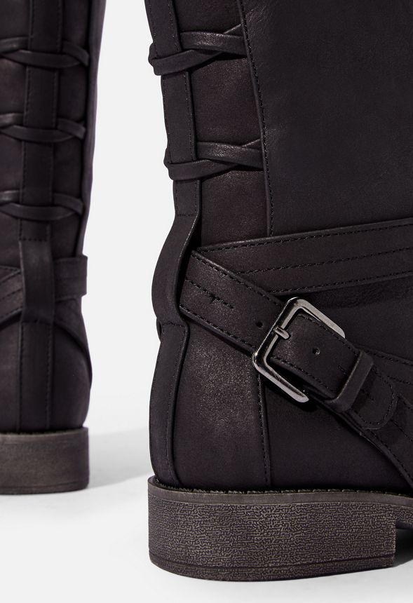 Rorie Lace Back Riding Boot in Black - Get great deals at JustFab