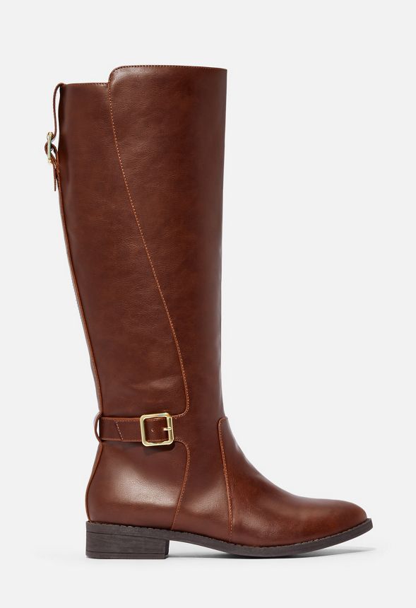 Naxon Faux Leather Riding Boot in Cognac - Get great deals at JustFab