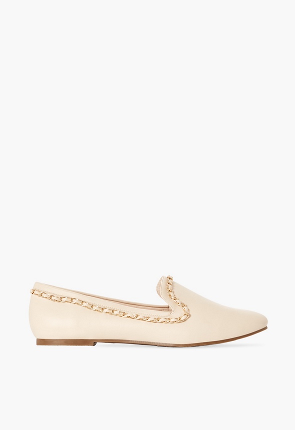 Lydia Chain Detail Flat in Bone - Get great deals at JustFab