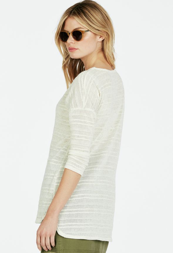 Textured Knit Pullover in Natural - Get great deals at JustFab