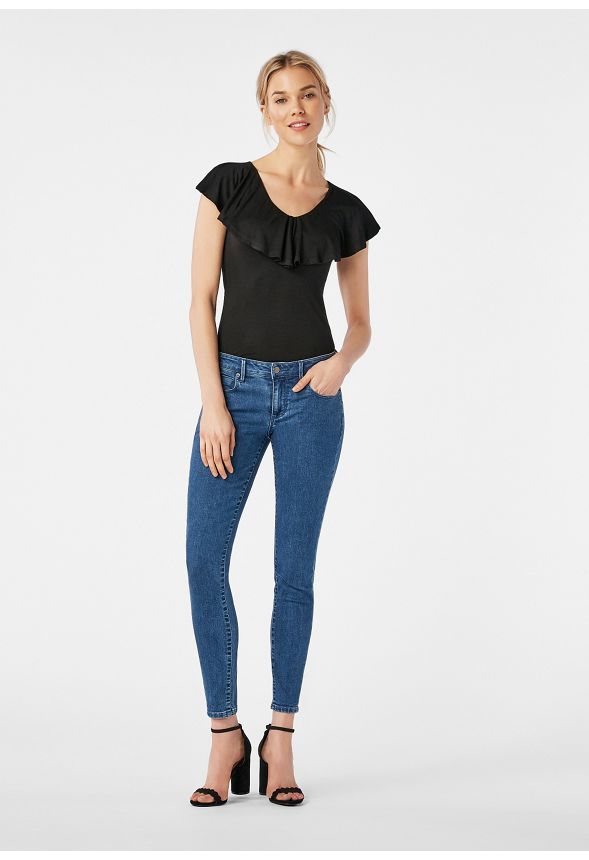 Ruffle Knit Top in Black - Get great deals at JustFab