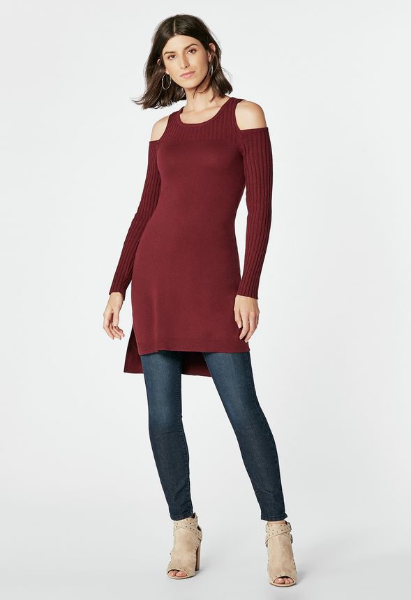 Cold Shoulder Tunic in Oxblood - Get great deals at JustFab