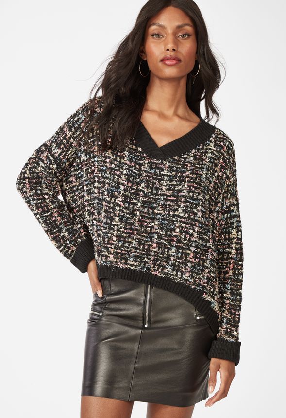 Lurex Mix Multi Color Sweater in Black - Get great deals at JustFab