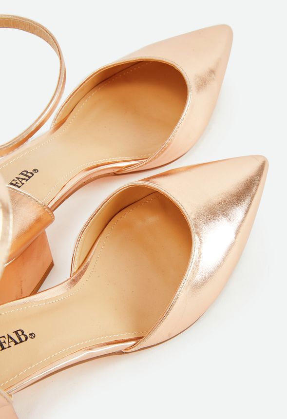 Low Key Block Heel Pump in Rose Gold - Get great deals at JustFab