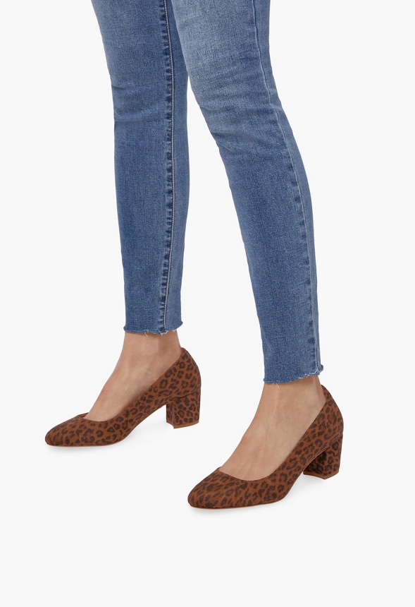 Caroline Block Heeled Pump in Leopardino - Get great deals at JustFab