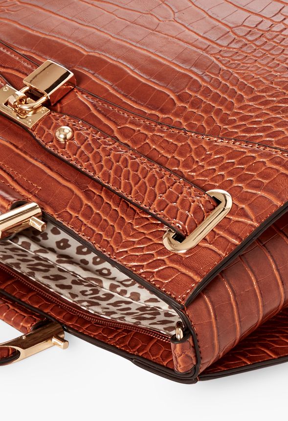 The New Me Satchel Bags & Accessories in Cognac Croc - Get great deals ...