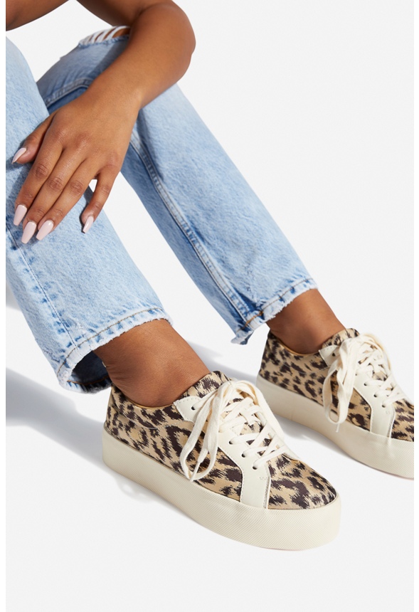 Cathlene Flatform Sneaker in Leopard/ Bone - Get great deals at JustFab