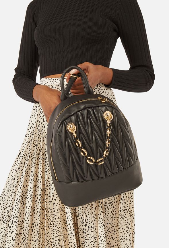 Quilted Backpack With Chain Bags & Accessories in Black - Get great ...