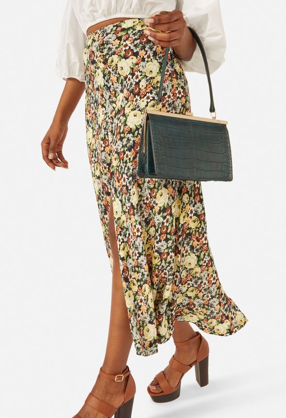 Bar Closure Shoulder Bag Bags & Accessories in Dark Teal Croc - Get ...