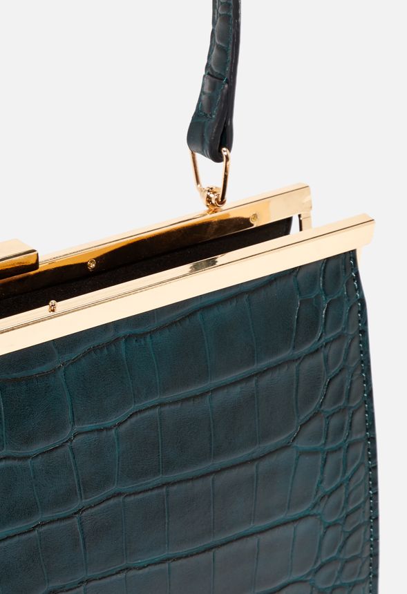 Bar Closure Shoulder Bag Bags & Accessories in Dark Teal Croc - Get ...
