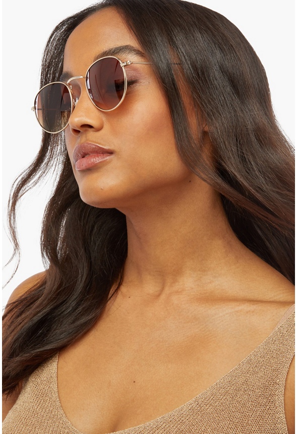 Wire Frame Sunglasses Bags And Accessories In Gold Get Great Deals At Justfab