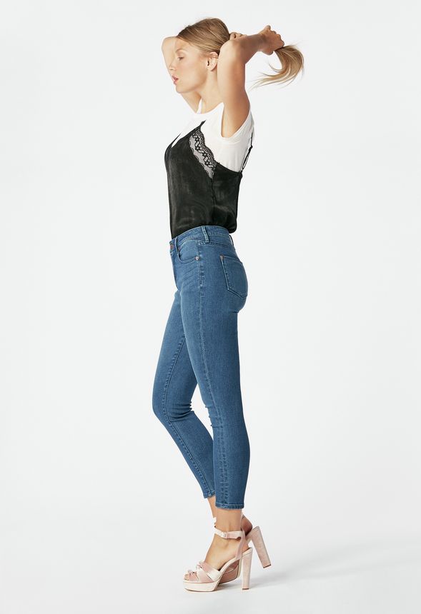 High-Waisted Ankle Grazer Jeans in Indigo Sapphire - Get great deals at ...