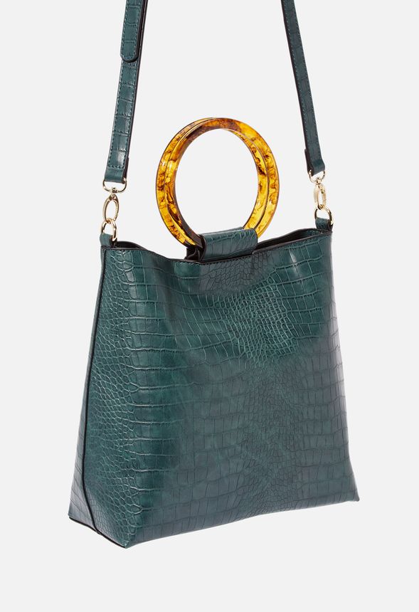 Circular Handle Tote Bags & Accessories in Emerald - Get great deals at ...