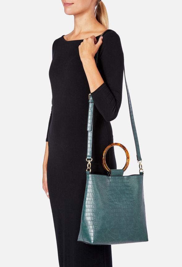 Circular Handle Tote Bags & Accessories in Emerald - Get great deals at ...