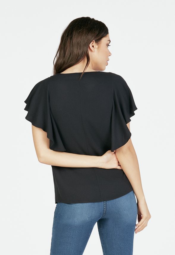 Cascading Ruffle Top in Black - Get great deals at JustFab