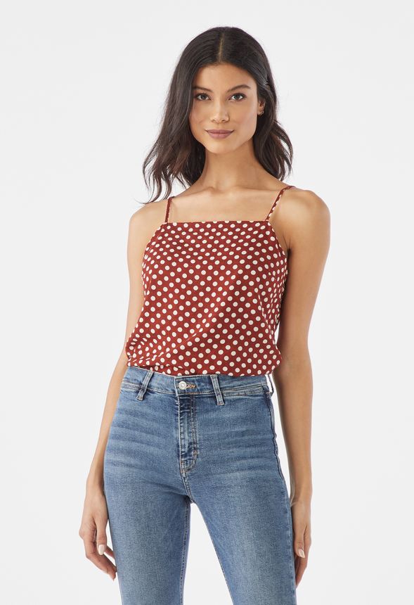 Polka Dot Tank in Rust Multi - Get great deals at JustFab